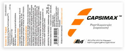 Capsimax mit Pfeffer Extrakt, 100 % rein, regt Kalorienverbrennung an